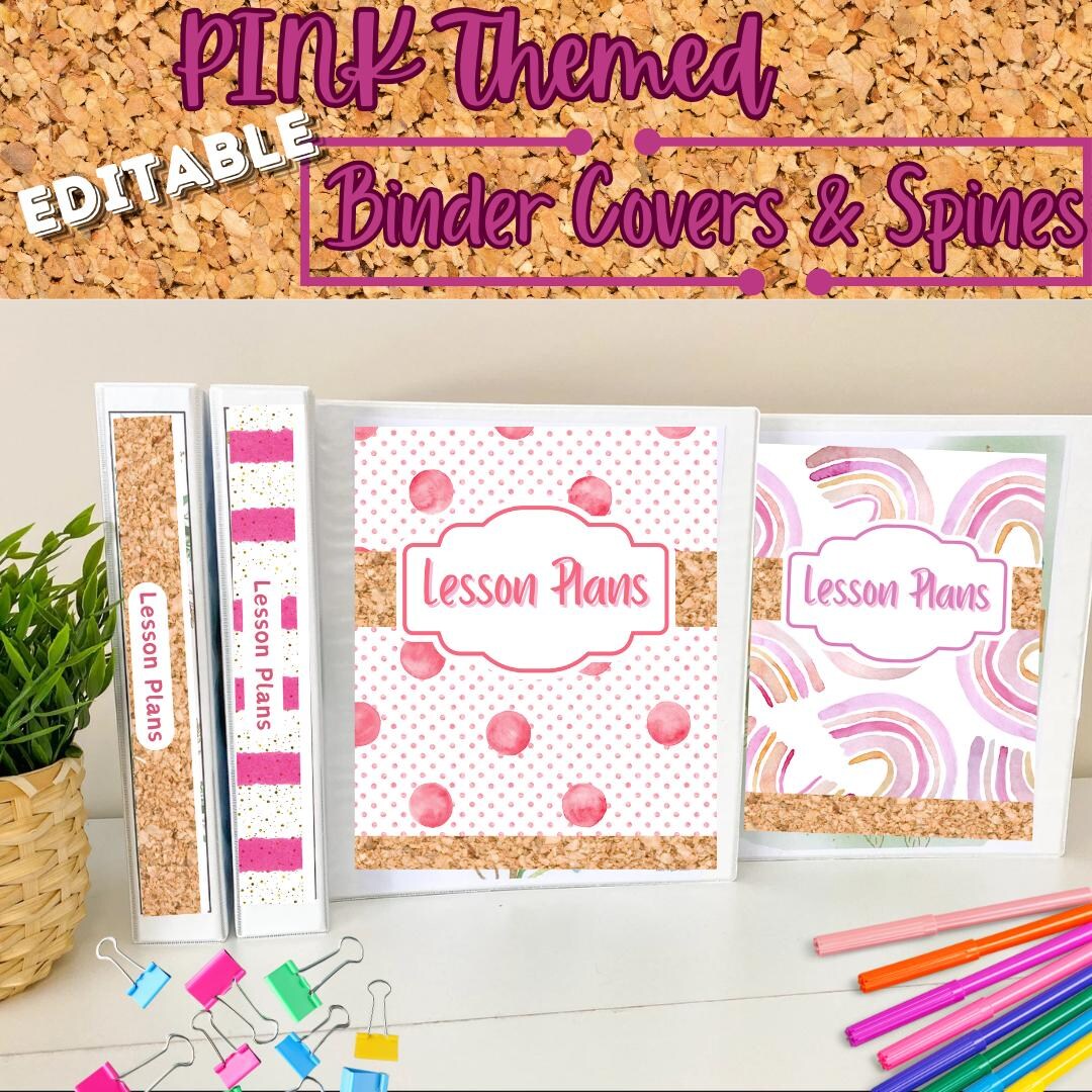 PINK Themed Editable Binder Covers and Spines I Printable Editable ...