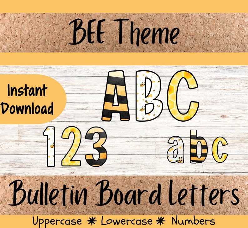 BEE Themed Bulletin Board Letters Printable Back to School Classroom ...