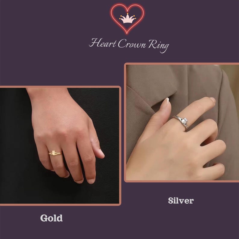 Classic Claddagh Heart Ring: Celtic Love Loyalty Friendship Band Sizes ...