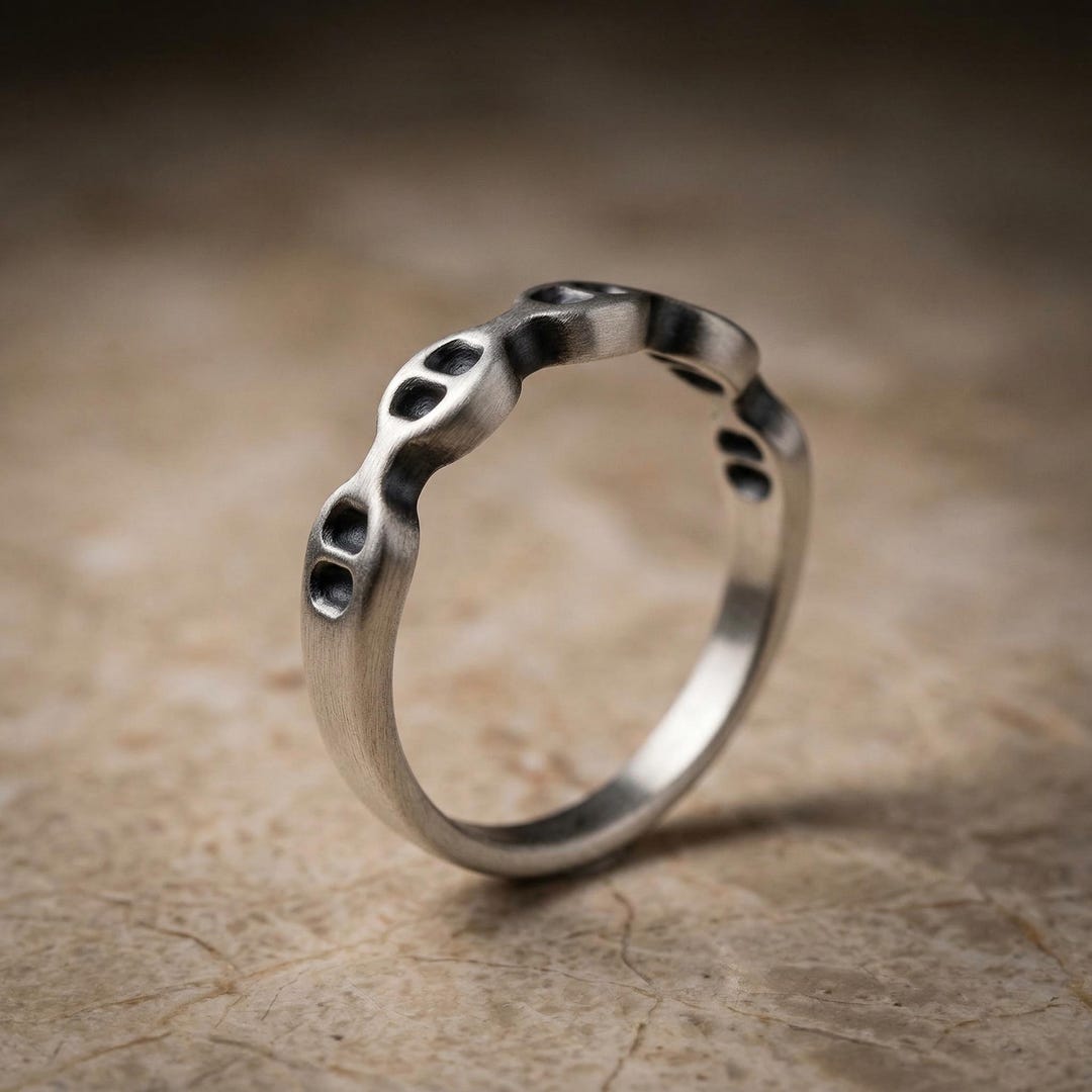 Mariner Chain Ring 925 Sterling Silver, Openwork Anchor Link Band ...