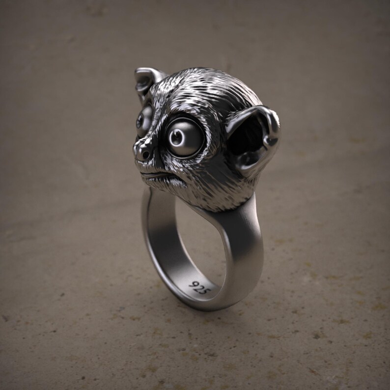 925 Sterling Silver Tarsier Monkey Ring for Men and Women, Handmade ...