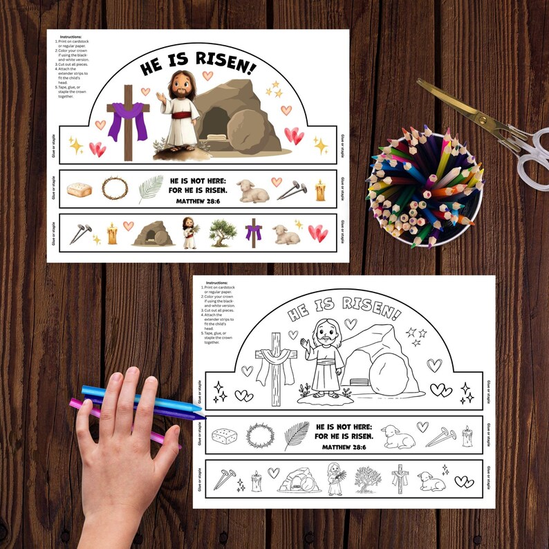 He is Risen Printable Easter Crown Craft for Kids | Sunday School & VBS ...