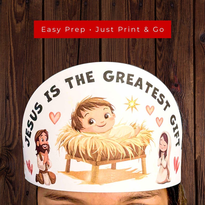 Jesus is the Greatest Gift Crown Craft Printable, Nativity Headband ...