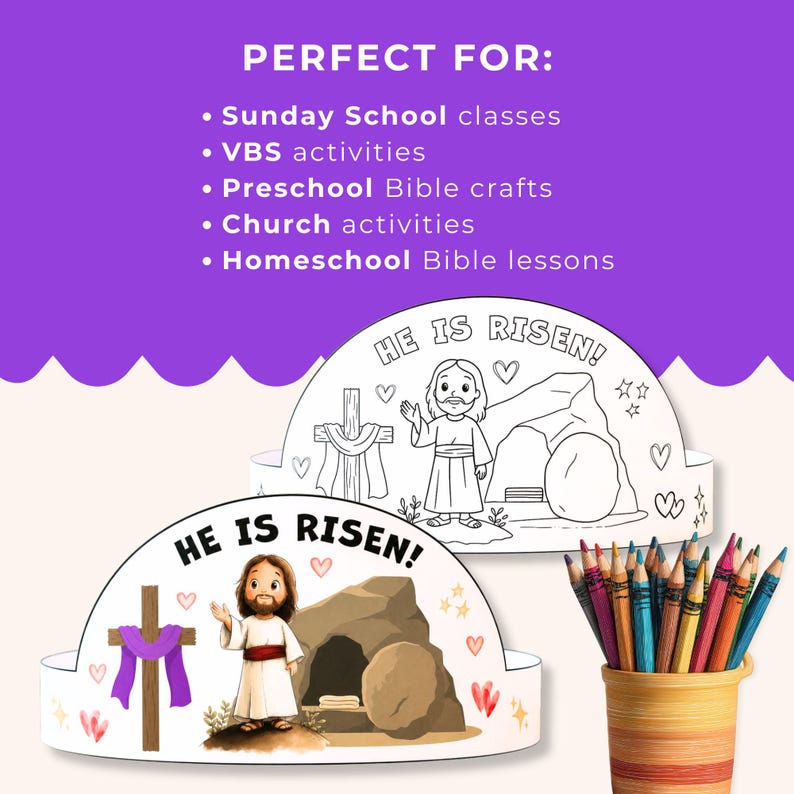 He is Risen Printable Easter Crown Craft for Kids | Sunday School & VBS ...