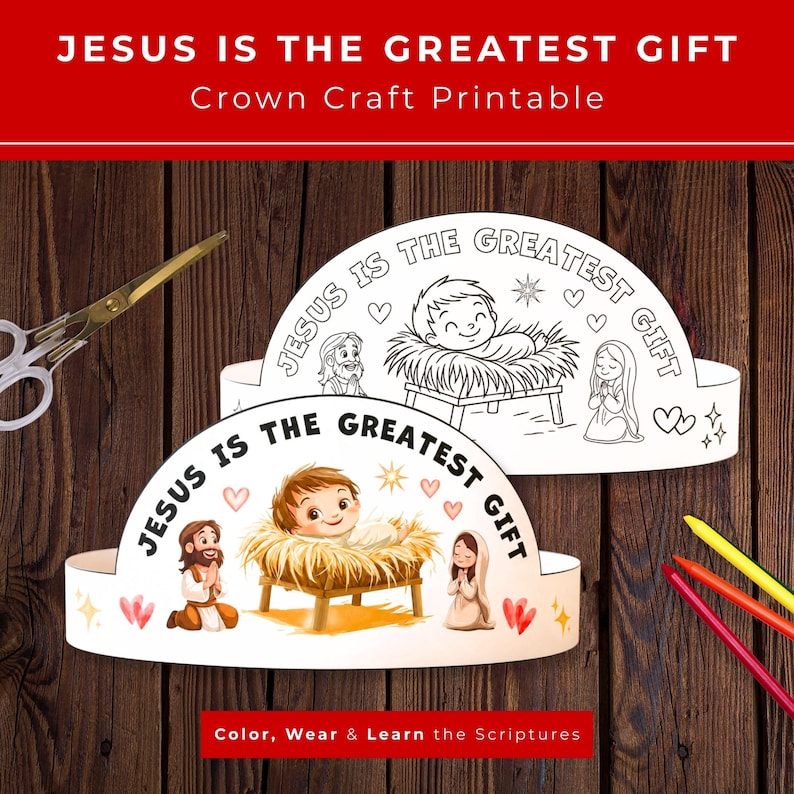 Jesus is the Greatest Gift Crown Craft Printable, Nativity Headband ...