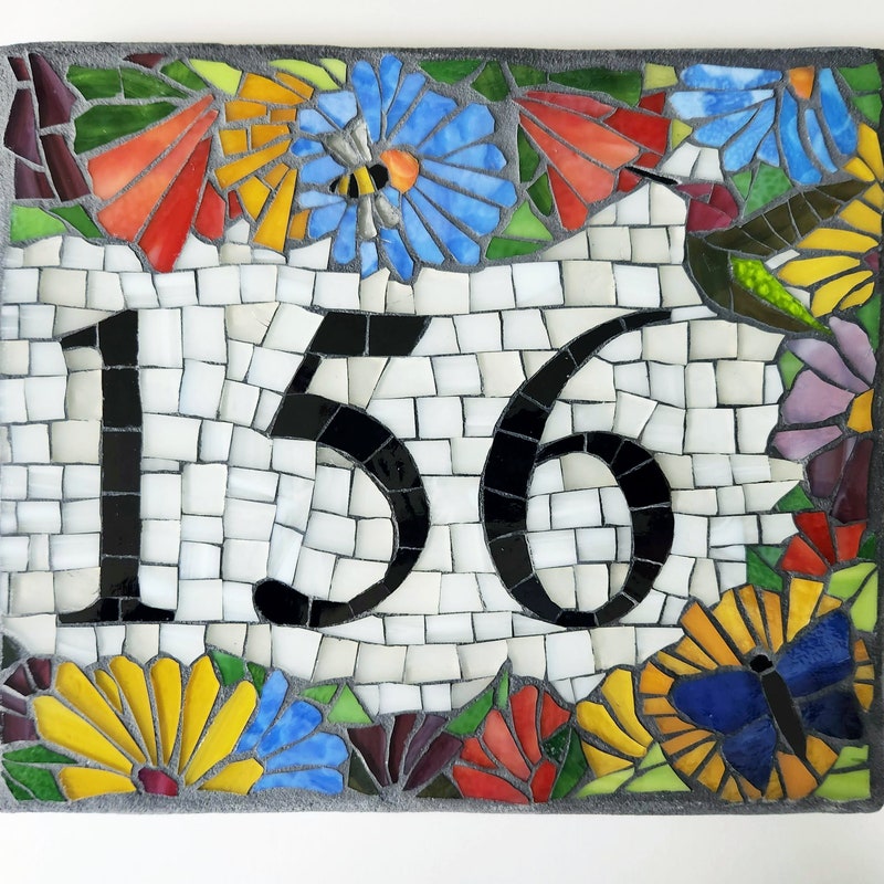 Mosaic House Number - Etsy