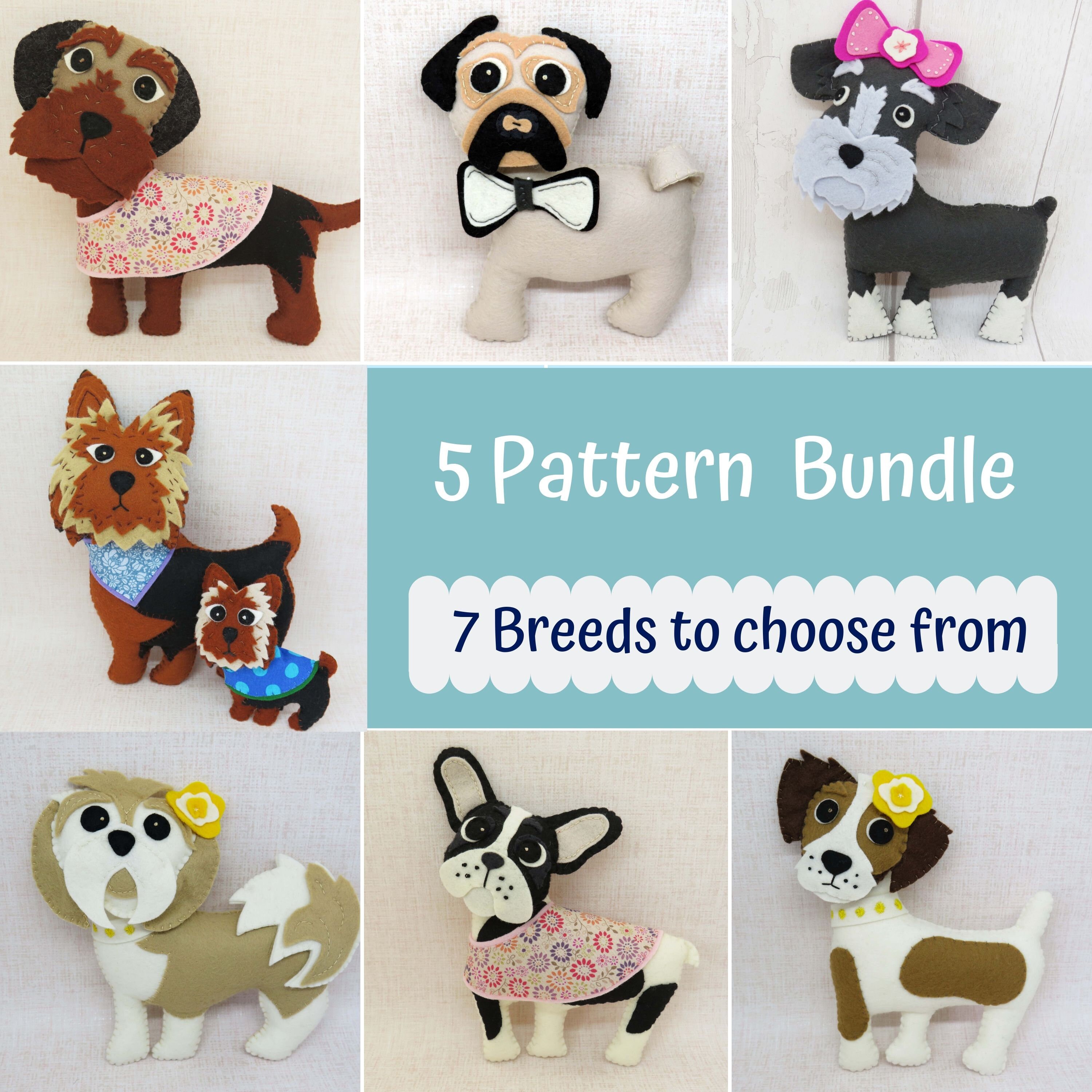 Dog Sewing Pattern Bundle felt sewing pattern plushie | Etsy