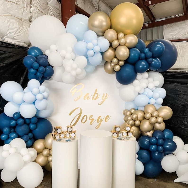 Navy Blue Gold White Balloon Garland Arch Kit for Boy Birthday - Etsy
