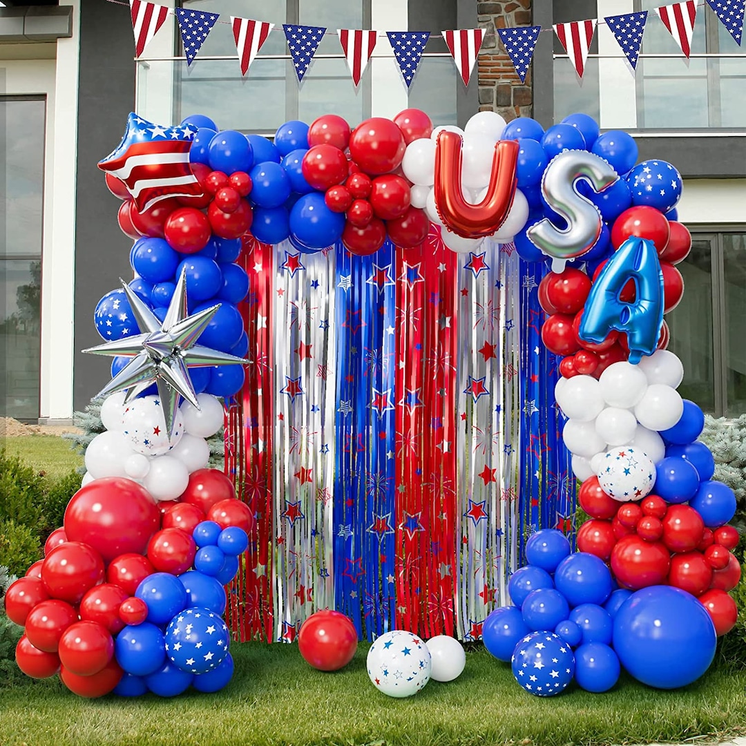 4th of July Blue Red White Balloon Garland Arch Kit With Star - Etsy