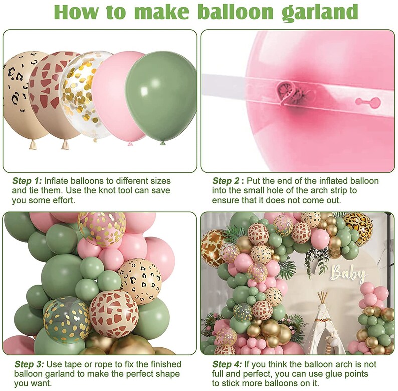 Sage Green Pink Balloons Arch Garland Kit Safari Animal - Etsy