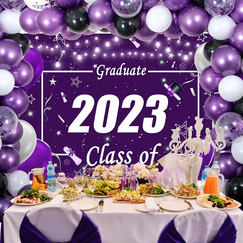 Graduation Purple Black Balloons Garland Kit 2023 Graduation - Etsy