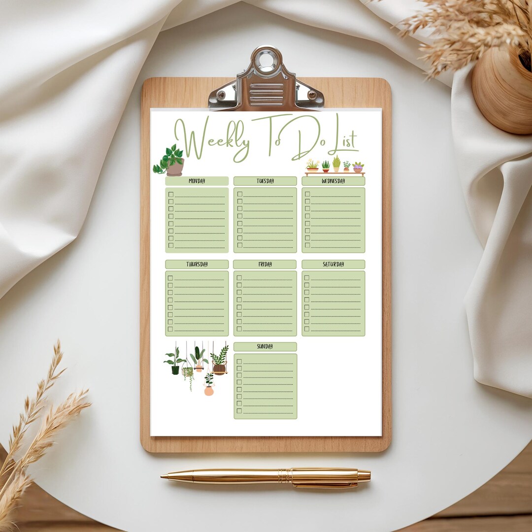 Weekly To-do List Printable | Houseplant Theme Planner Page | Task ...