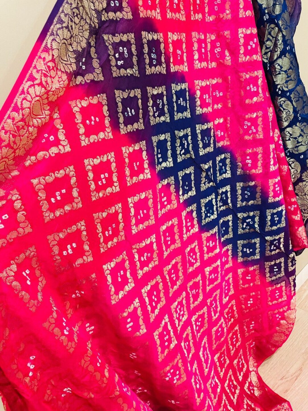 Traditional Bandhani Tie N Dye Duppatta Scarf Handmade by Indian ...