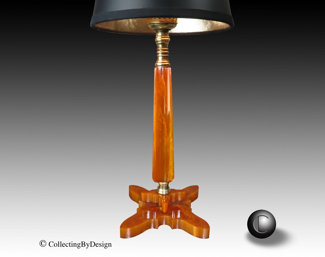 Vintage Machine Age Art Deco Butterscotch Catalin/bakelite Lamp C.1939 ...