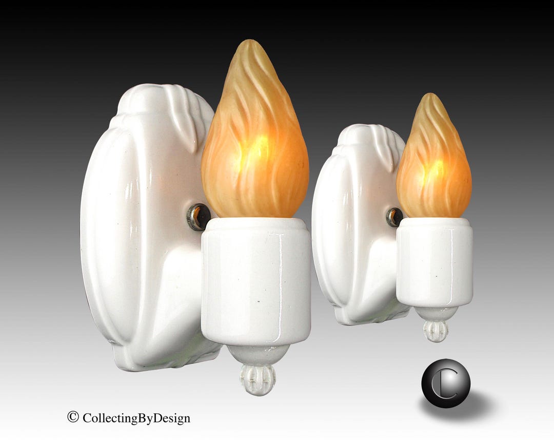 PAIR Efcolite Crested Streamline Art Deco Porcelain Sconce Light ...