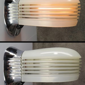 Vintage Streamline Art Deco Chrome Glass Shade Sconce Fixture C.1939 ...