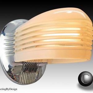 Vintage Streamline Art Deco Chrome Glass Shade Sconce Fixture C.1939 ...