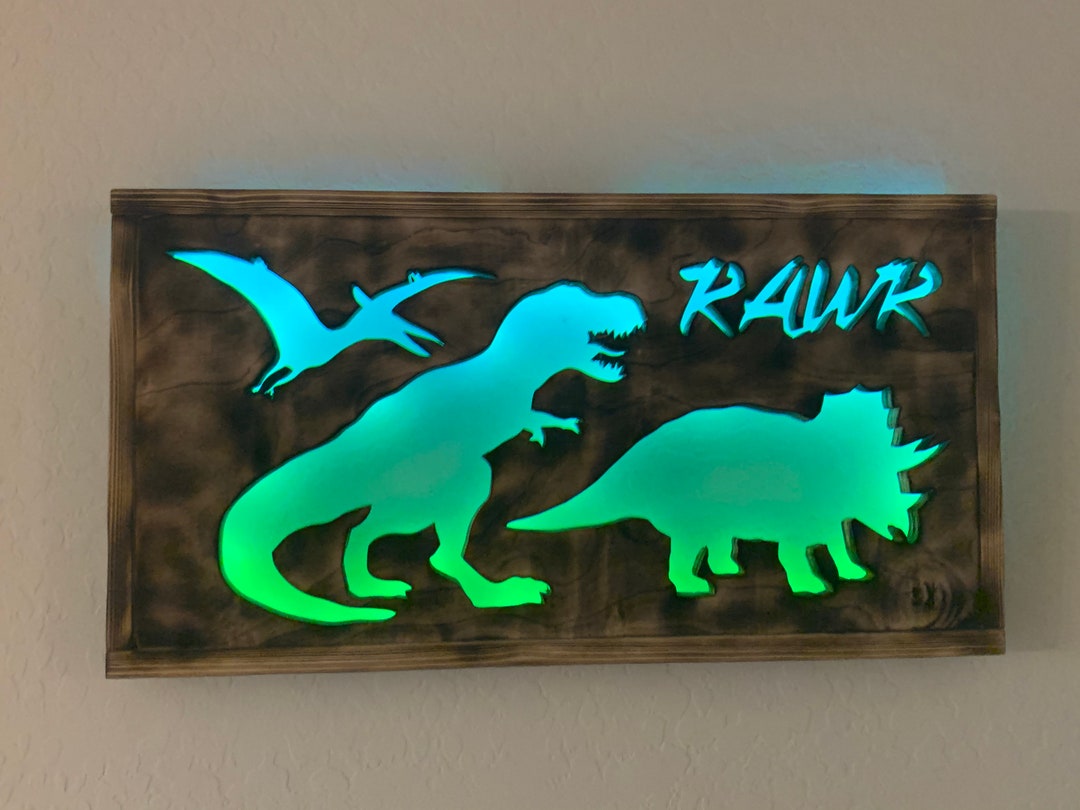 Custom Dinosaur LED Wood Sign - Etsy
