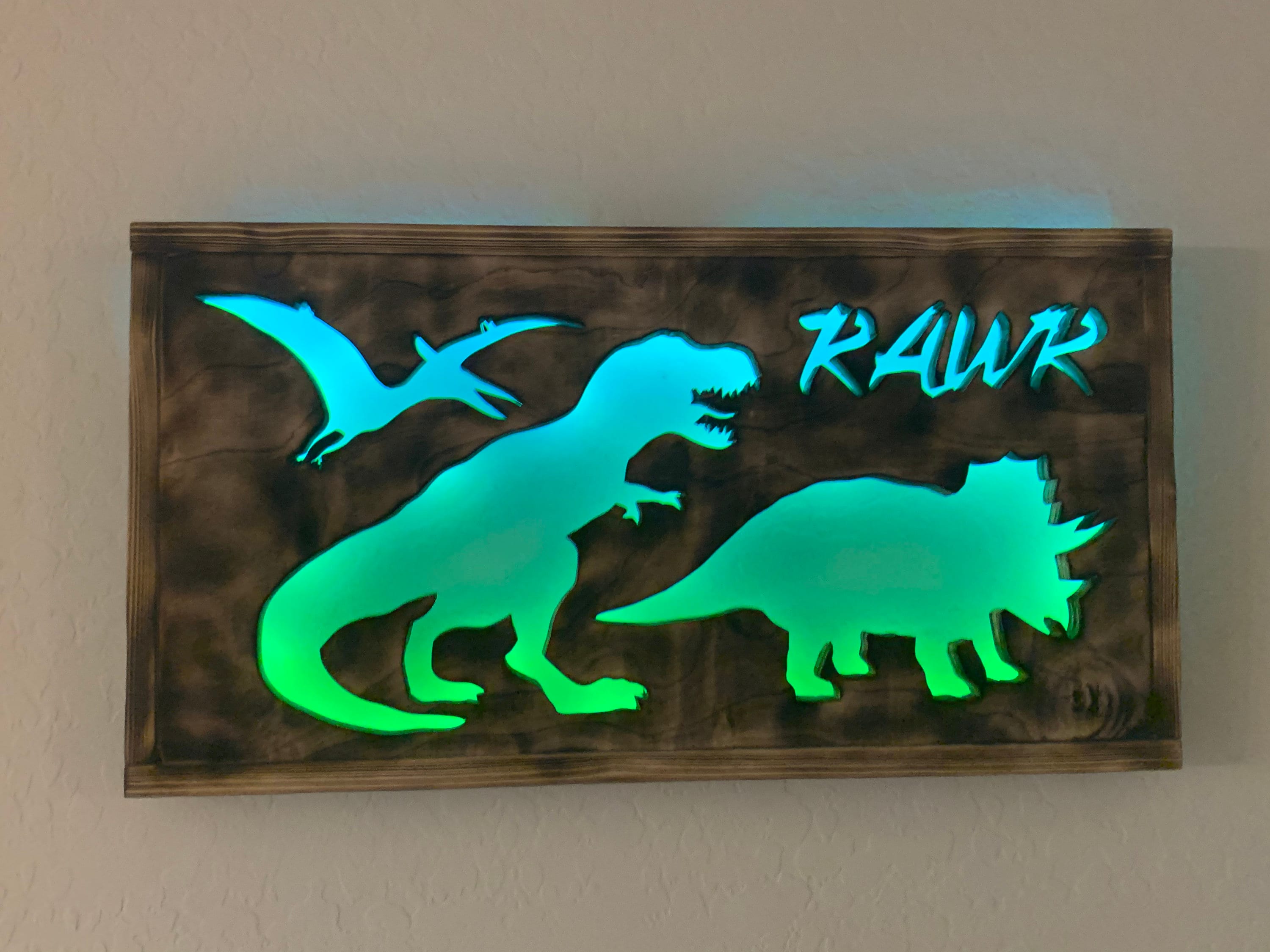 Custom Dinosaur LED Wood Sign - Etsy