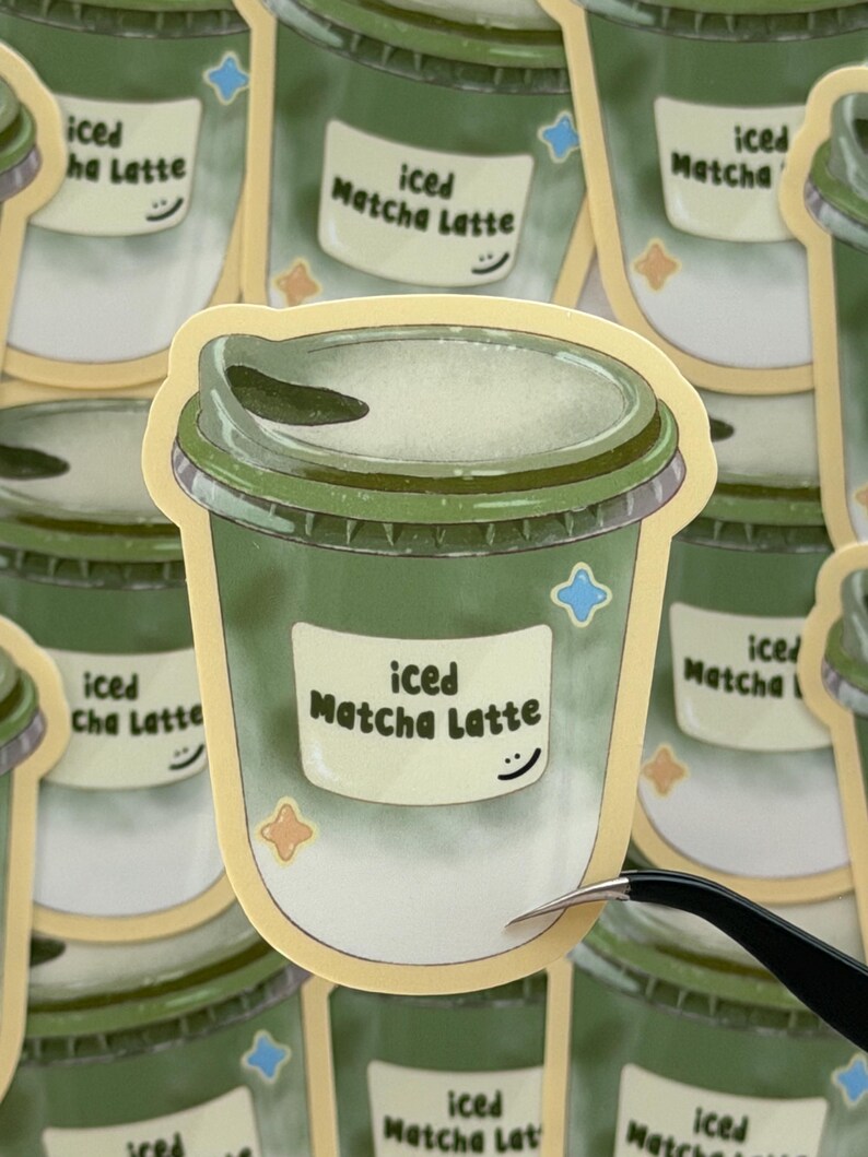 Iced Matcha Latte Sticker | Cute Kawaii Drink | Green Tea Aesthetic ...