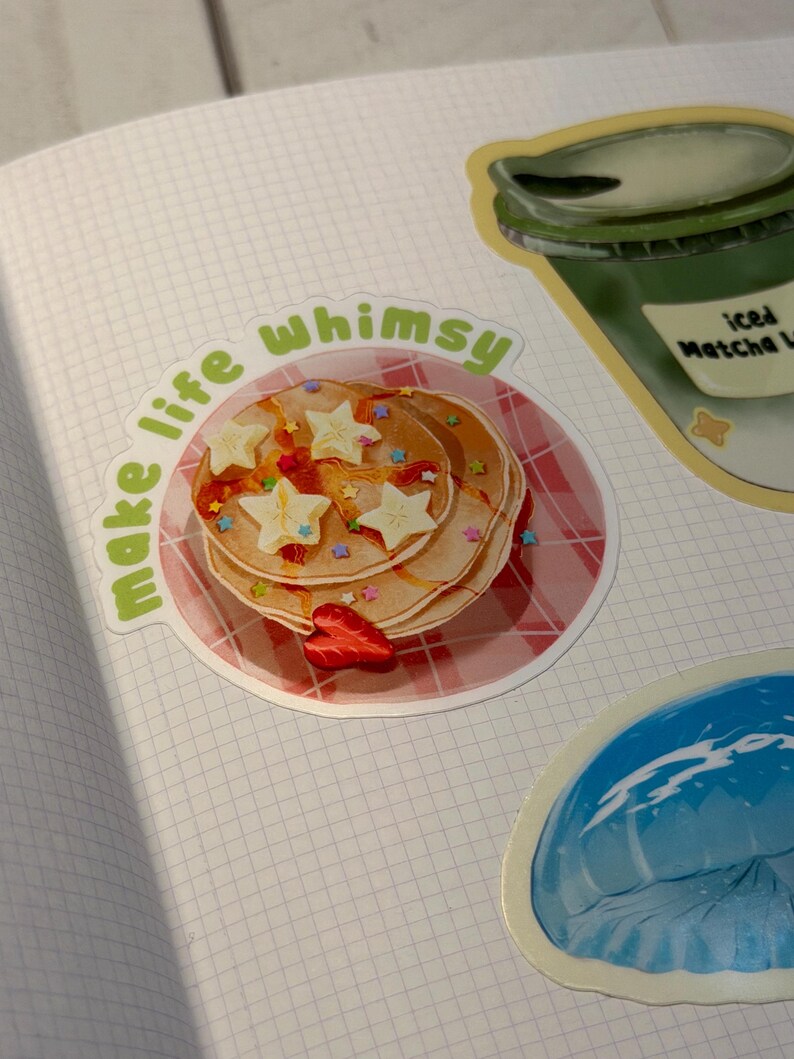 Whimsy Pancake Sticker | Kawaii Breakfast Food Sticker | Strawberry ...