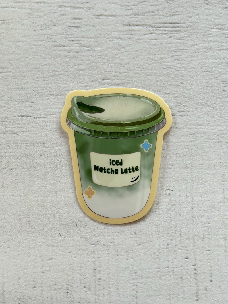 Iced Matcha Latte Sticker | Cute Kawaii Drink | Green Tea Aesthetic ...