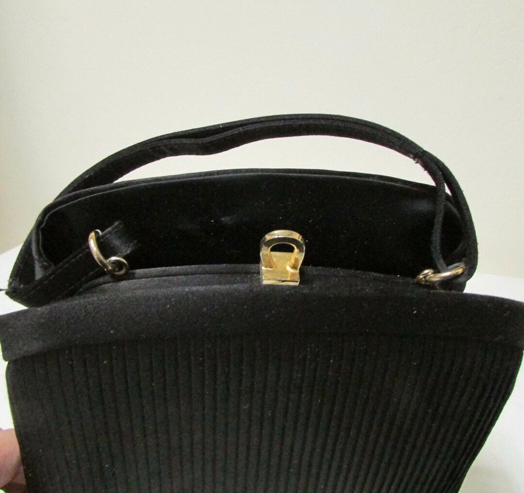 Black Satin 3 Section Vintage Small Evening Bag - Etsy