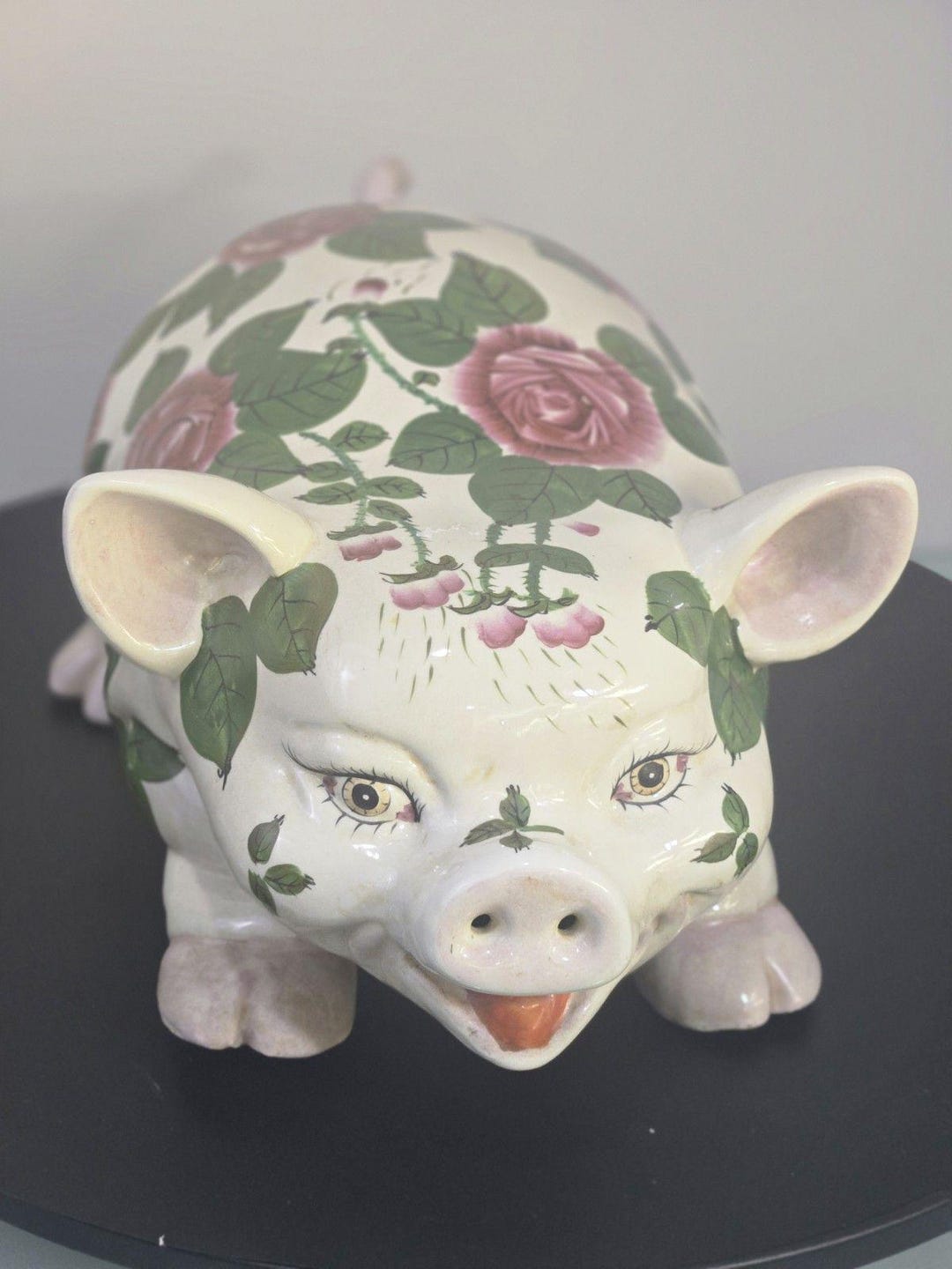 Large Cabbage Roses Ceramic Pig Figurine 18” Wemyss Style Floral - Etsy ...