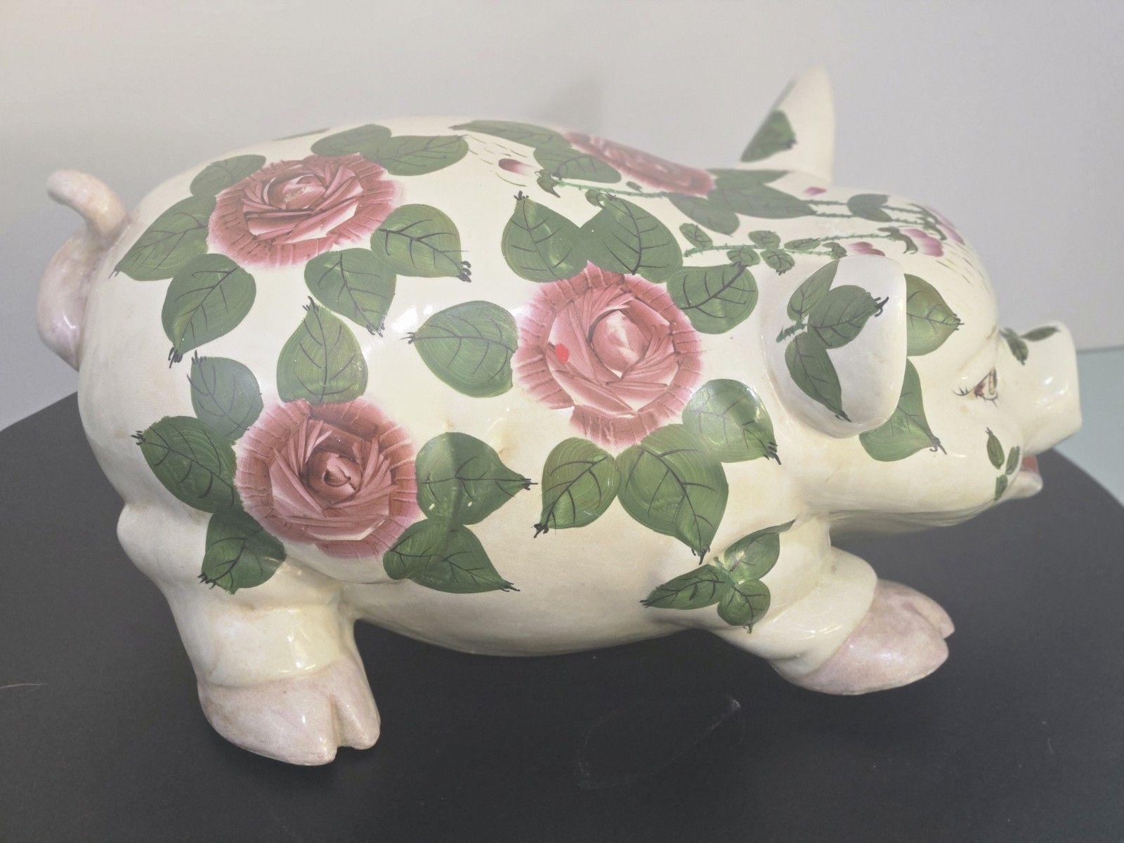 Large Cabbage Roses Ceramic Pig Figurine 18” Wemyss Style Floral - Etsy ...