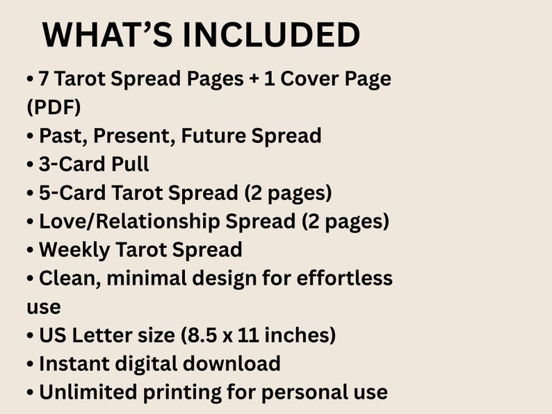 Tarot Spread Pages, Past Present Future, 3 Card Pull, Love Tarot ...