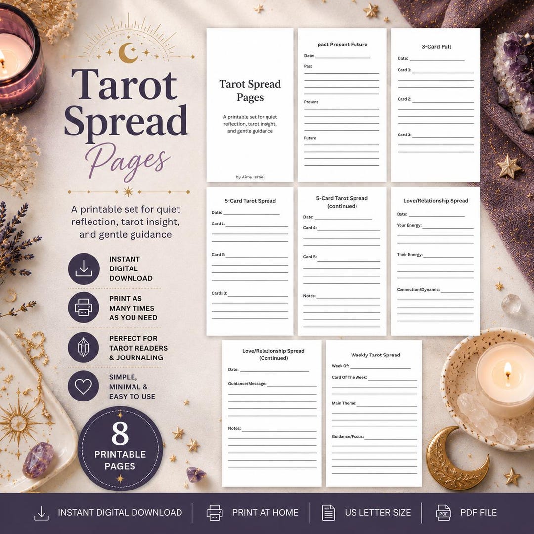 Tarot Spread Pages, Past Present Future, 3 Card Pull, Love Tarot ...
