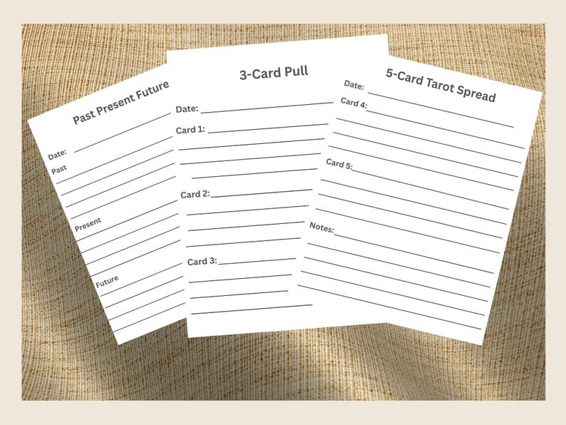 Tarot Spread Pages, Past Present Future, 3 Card Pull, Love Tarot ...