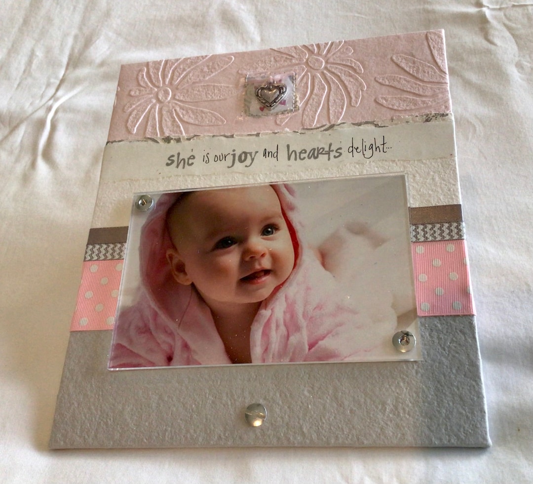 Baby Girl Photo Frame, Holds 4X6” Photo, Features a Heart Charm ...