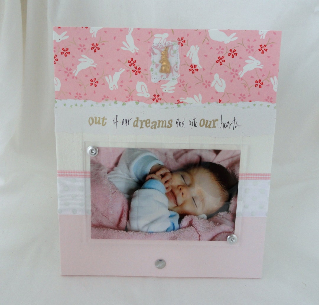 BABY PHOTO FRAME, Personalized Photo Frame, "pink Bunny" Girl Photo ...