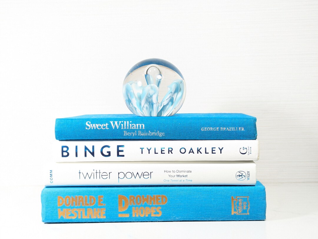 Turquoise Blue Book Set, White Decorative Books, Home Staging ...