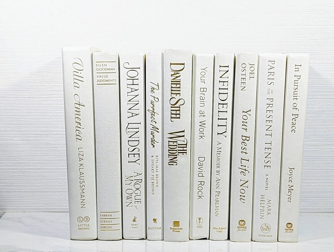 Bright White Decorative Books, Neutral Bookshelf Decoration, Ivory ...