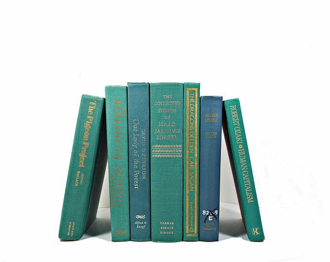 TEAL TURQUOISE Vintage Decorative Books, Wedding Centerpiece Decor ...