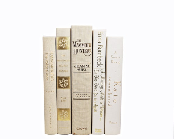 Beige Ivory Decorative Books, Old Book Decor, Wedding Decor Centerpiece ...