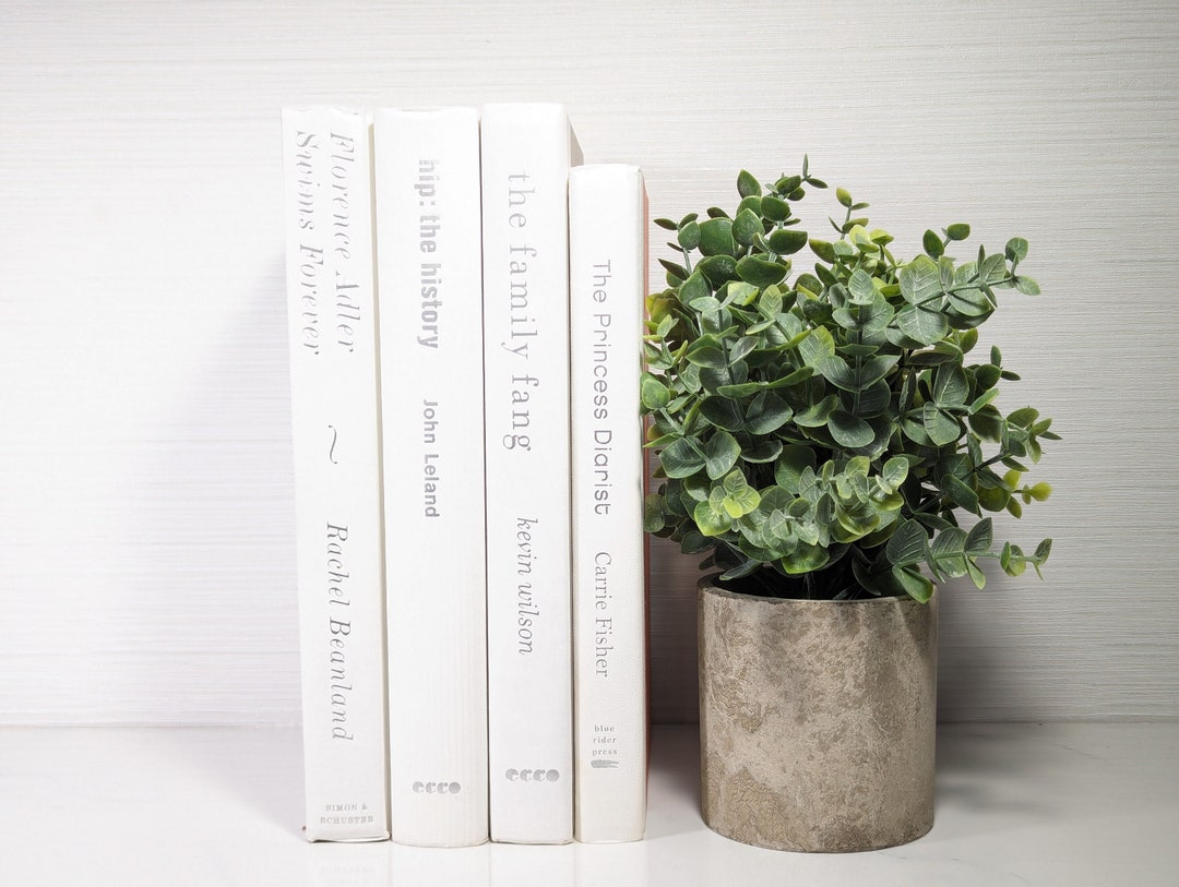 White Book Home Decor, Beige Decorative Books, Neutral Shelf Decor ...