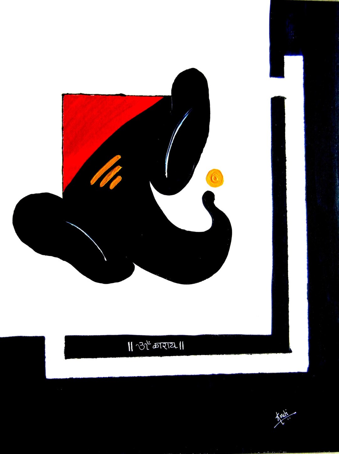 OM Ganesha Painting, Geometric Ganesha Art, Original Ganesh Painting ...