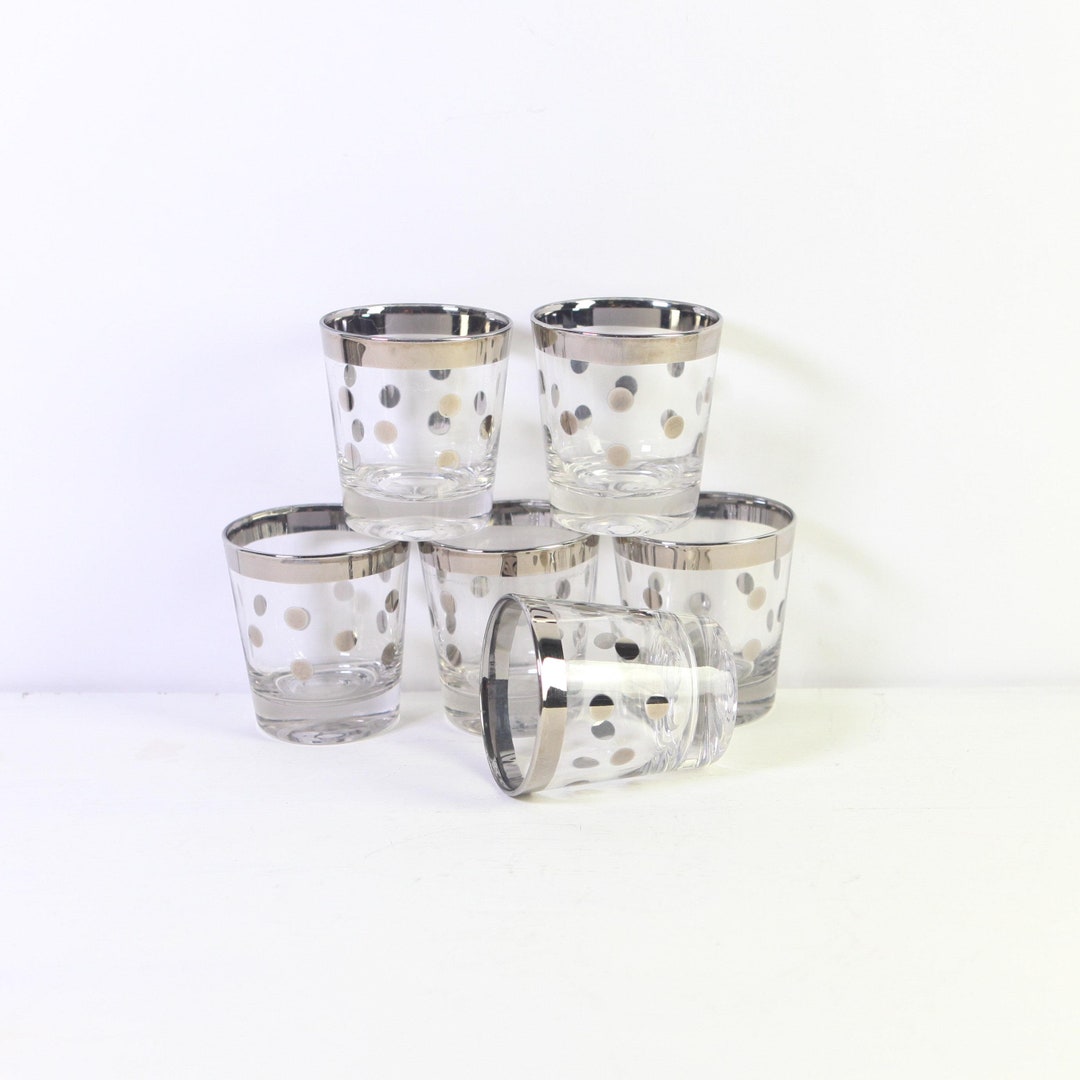 Vintage Midcentury Queens Lusterware Low Ball Cocktail Glasses | Silver ...