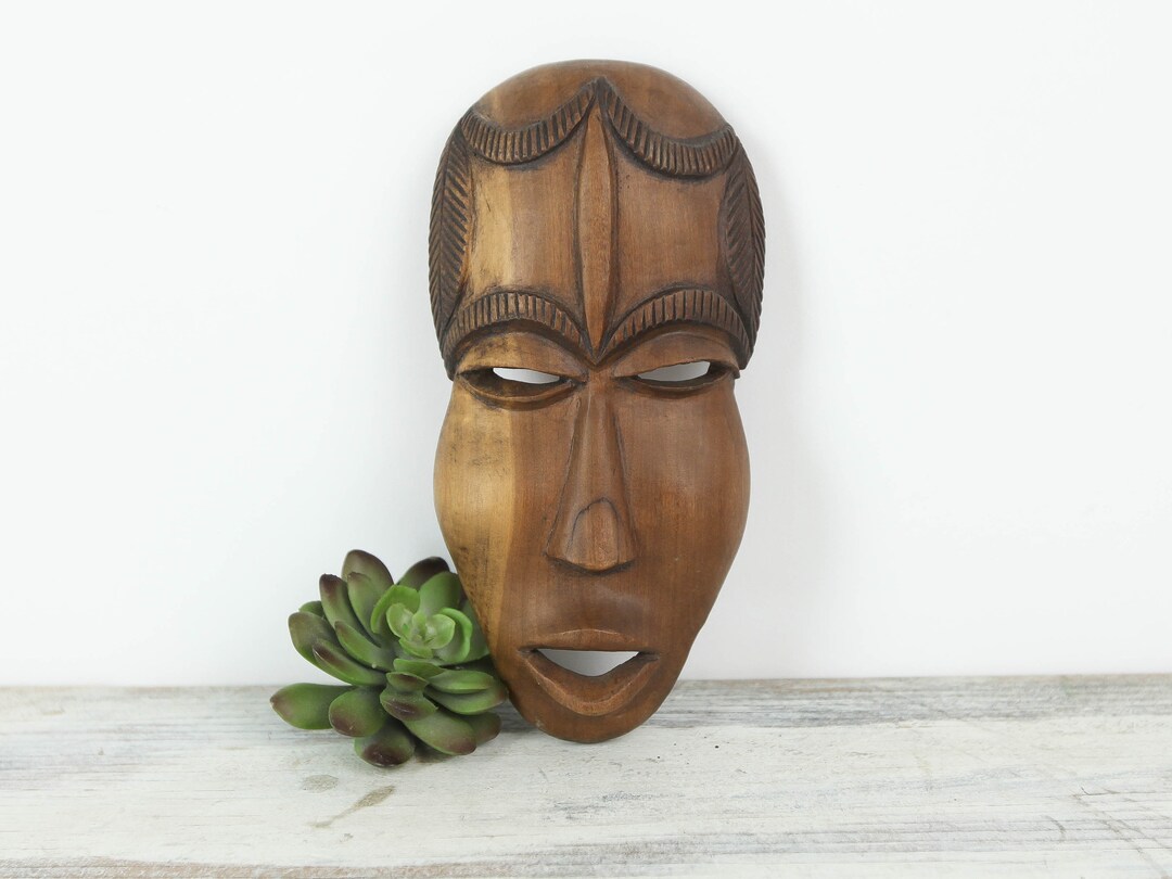 Wakamba African Mask | Hand Carved Wood Mask | Vintage African Tribal ...