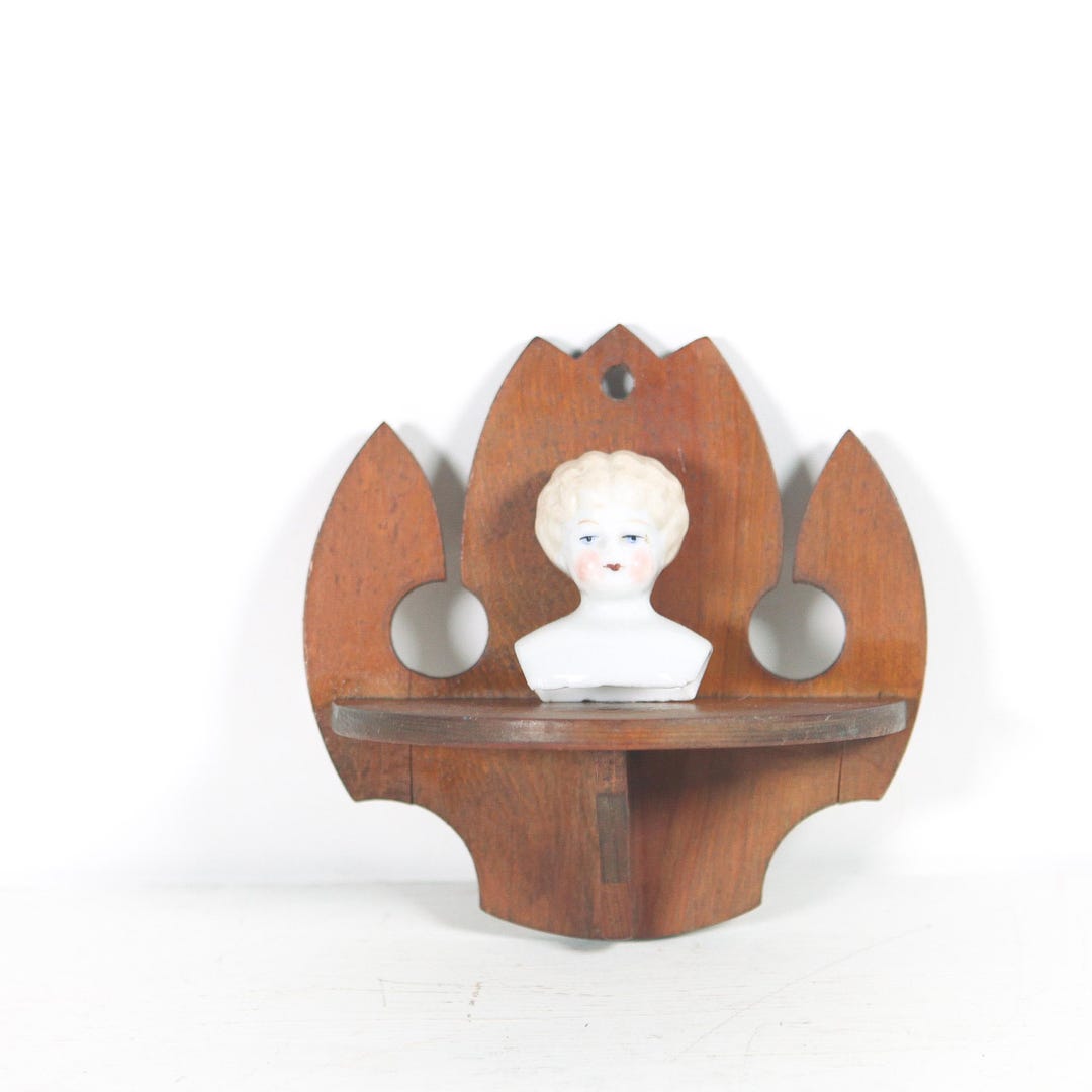 Vintage Primitive Small Wooden Shelf | Folk Art Hand Made Trinket Wall ...