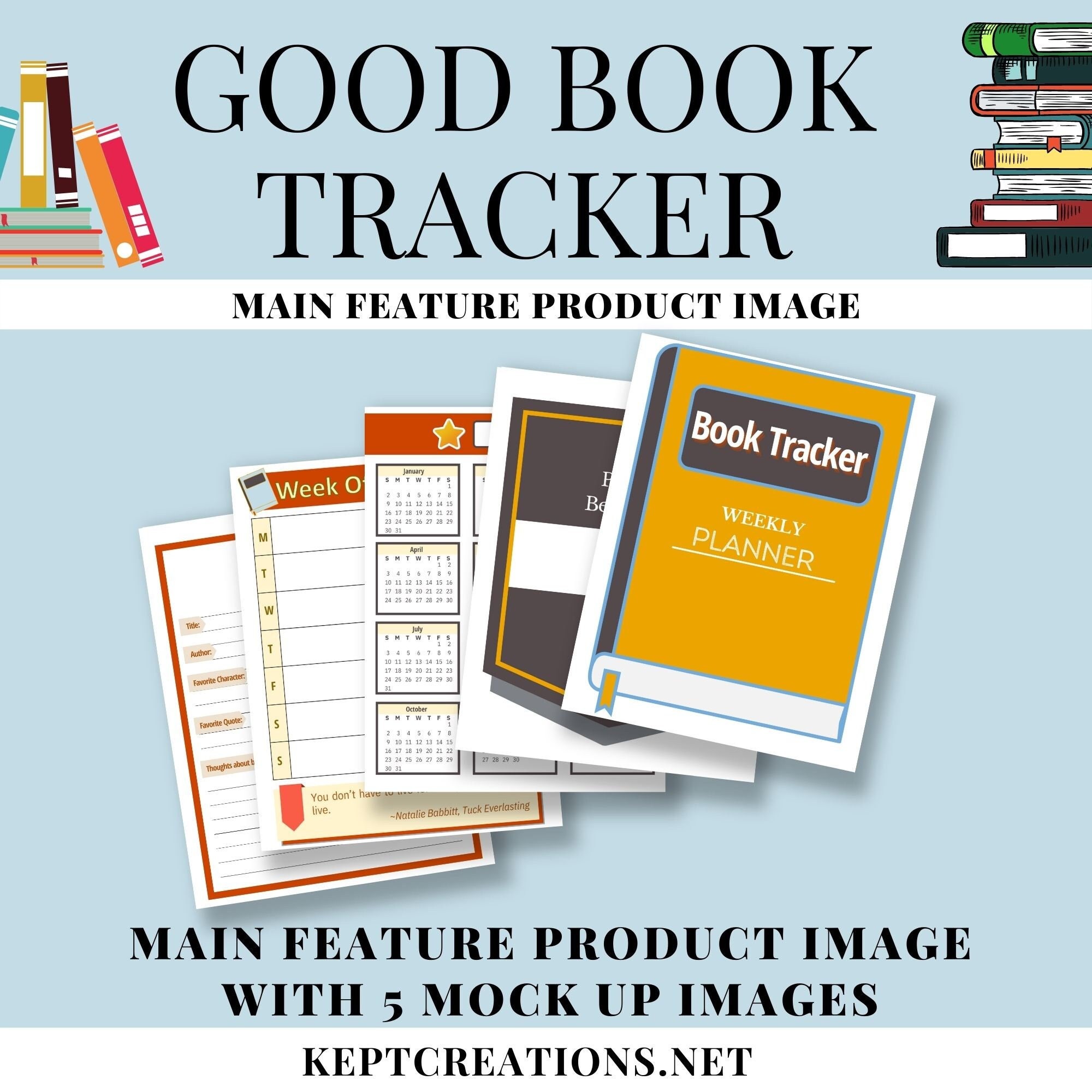 Book Tracker Tracker Printable Weekly Calendar Favorite Books Book ...