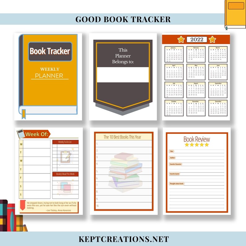 Book Tracker | Tracker | Printable | Weekly Calendar | Favorite Books ...