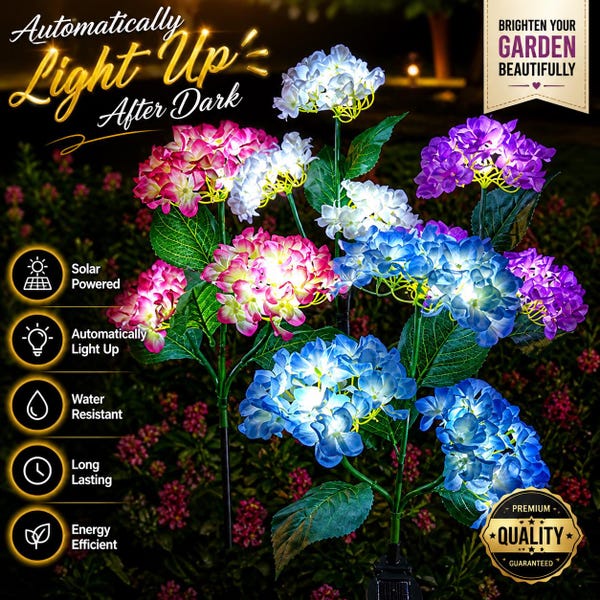 Hydrangea Solar Lights - Etsy UK