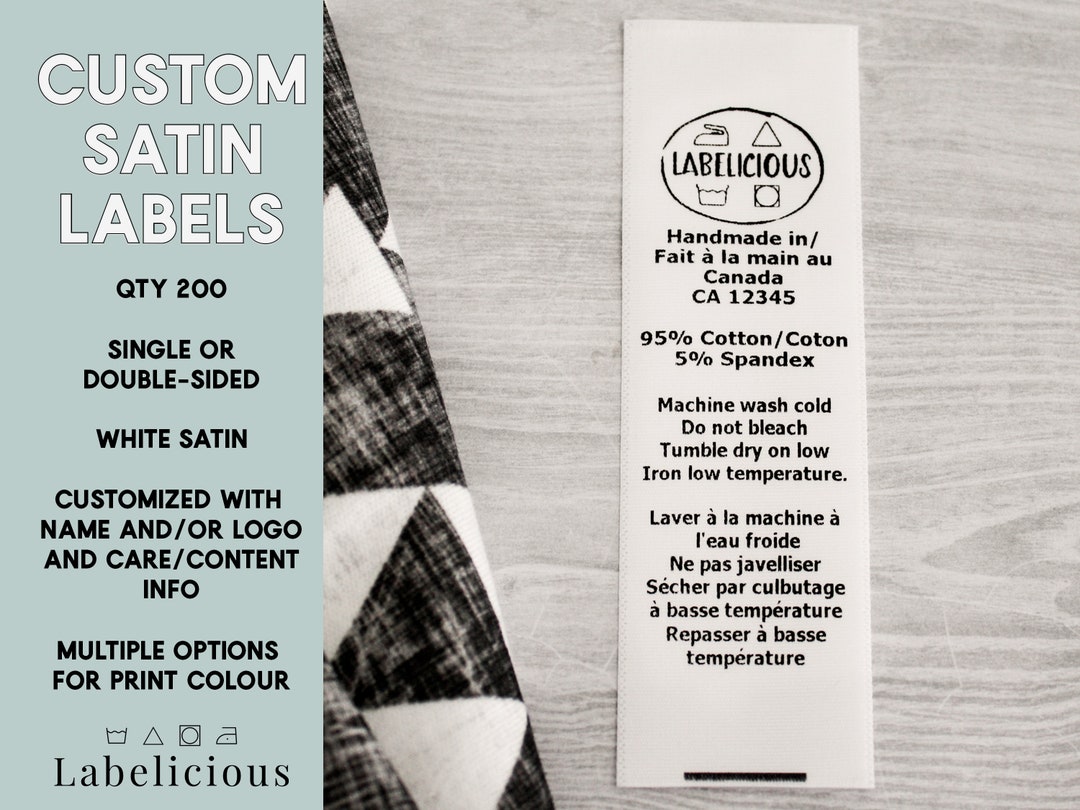 Custom Content Label CPSIA Compliant Label Washing Instructions Care ...