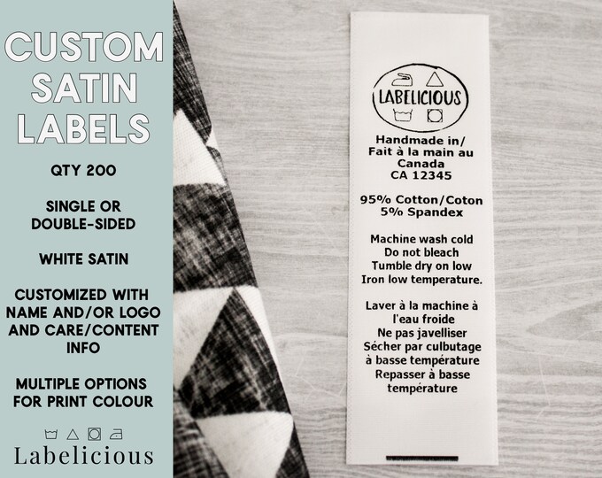 Labelicious - We Design & Print Custom Satin Labels 👕 - Etsy Canada
