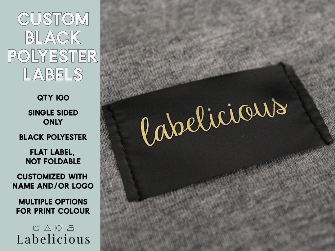 Custom Black Polyester Clothing Label Custom Garment Label Printed ...