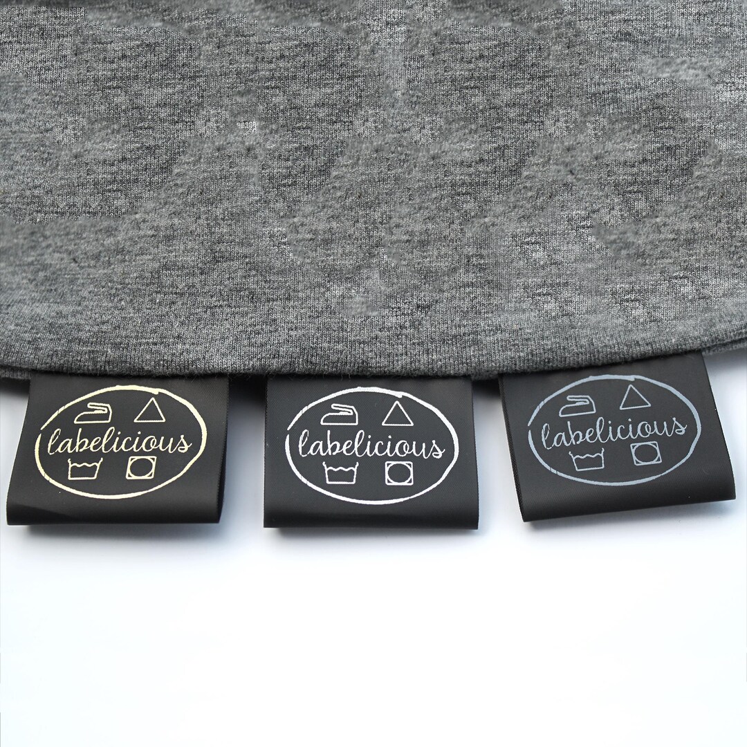 Custom Brand Label - Custom Black Fold Over Polyester Label - Fold Over ...